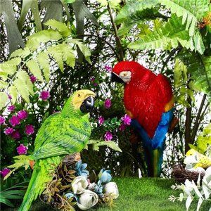 Art | 2pieces Parrot Decor Outdoor Tiki Bar Decorations Large Realistic ...